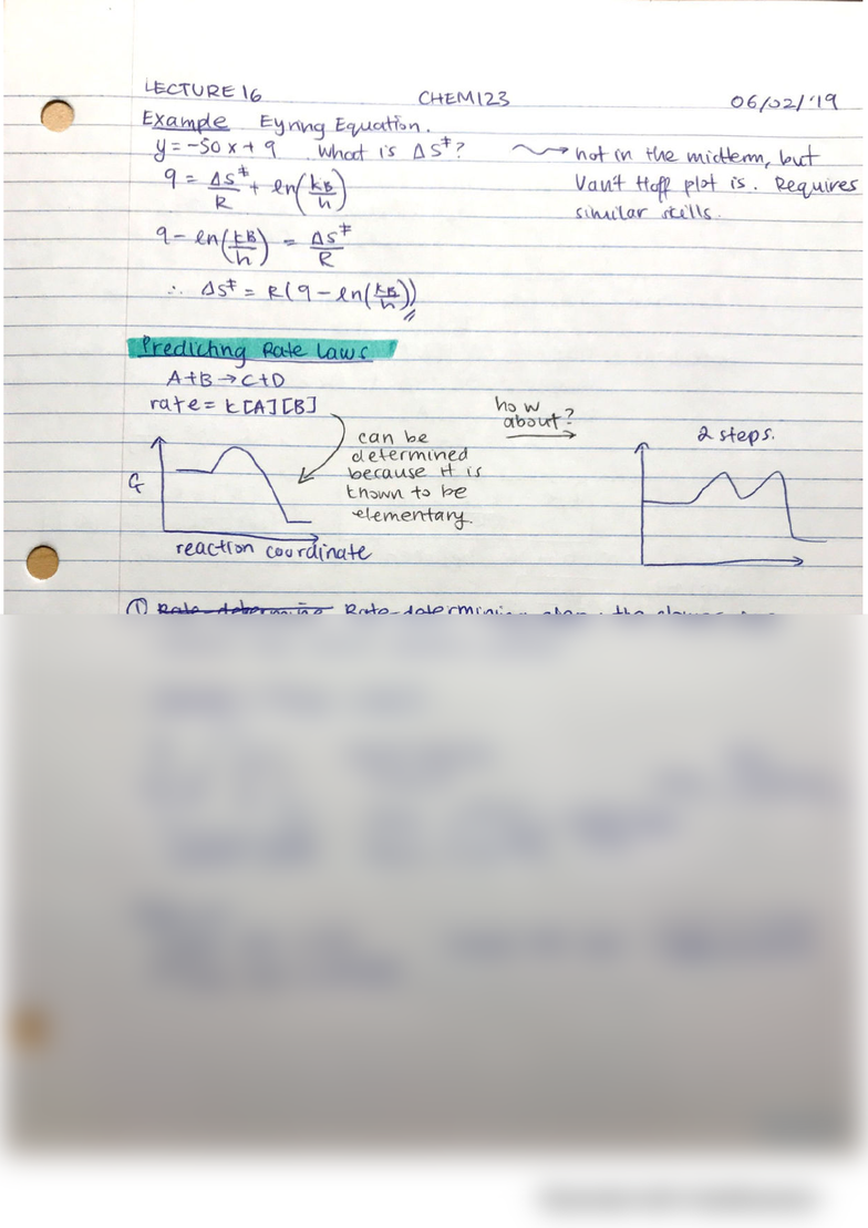 CHEM 123 Lecture 16: Predicting Rate Laws - OneClass