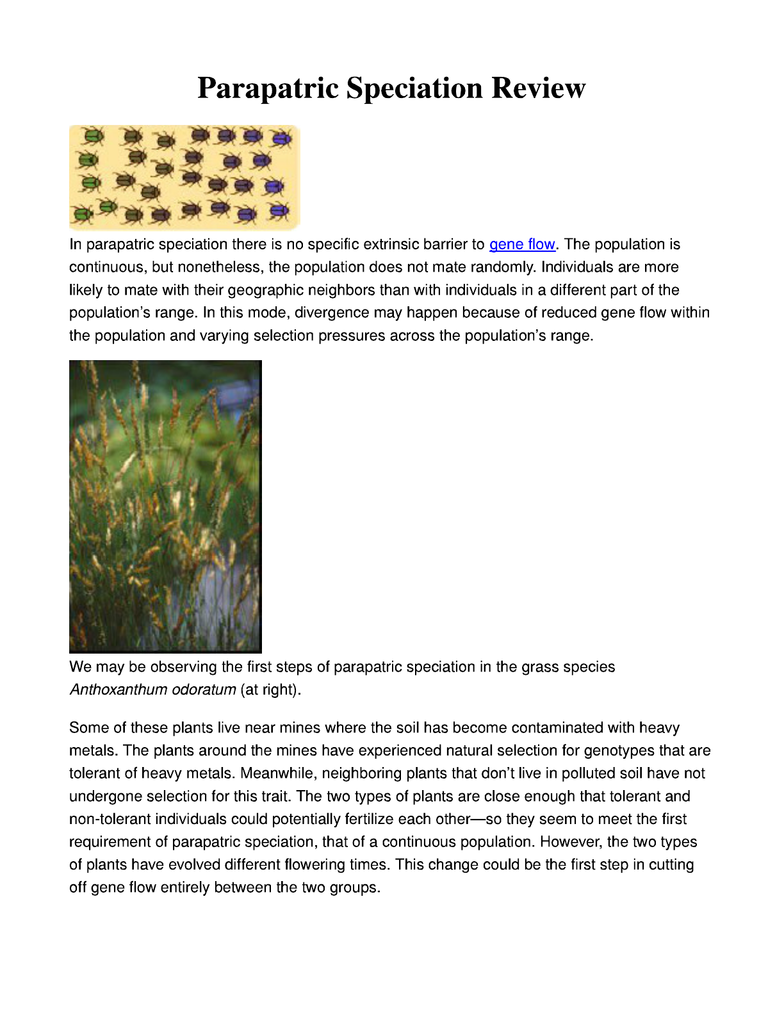 CAS AN 102 Study Guide - Fall 2011, - Speciation, Parapatric Speciation ...