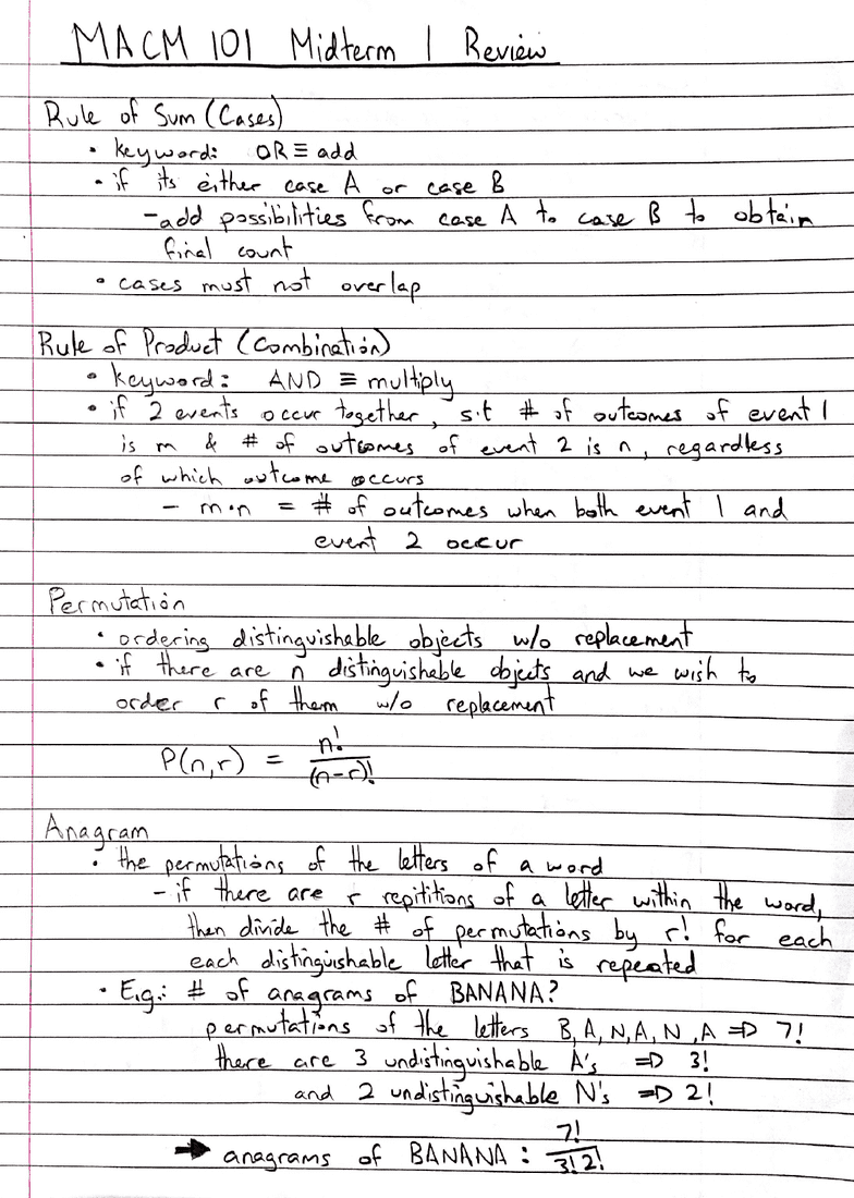 Macm 101 Midterm Macm101 Mt1 Review Oneclass