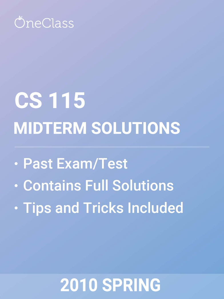 Cs115 Midterm Uw Cs 115 Midterm 2010 Winter Solutions Oneclass 