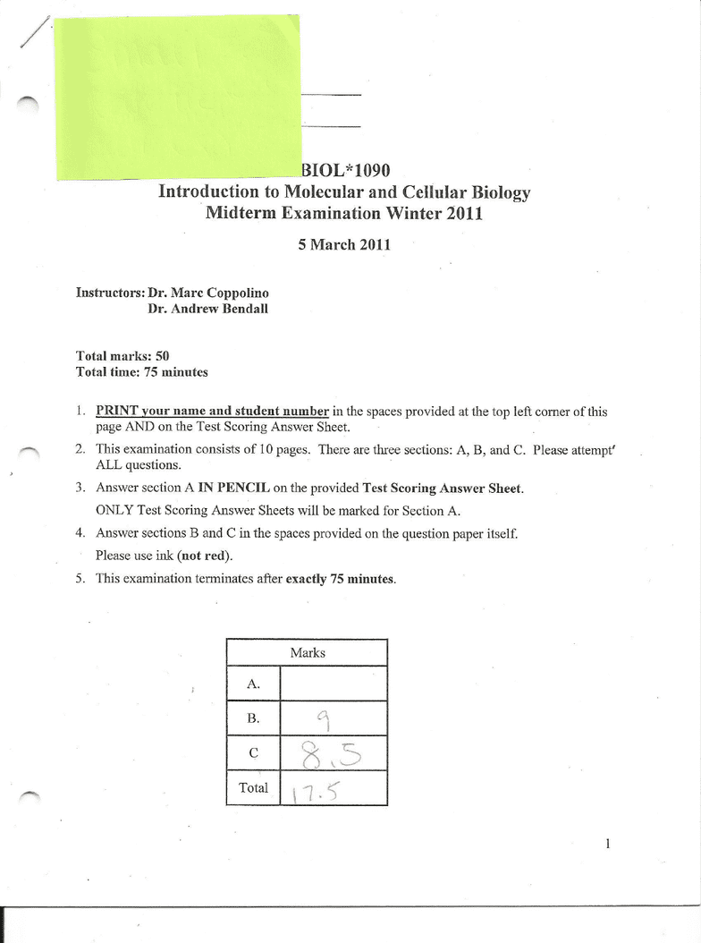 BIOL 1090 Final: Bio 1090 Midterm 1 .pdf - OneClass