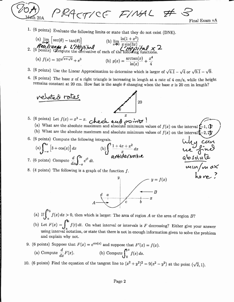 MATH 20A Final: MATH20A Final Exam 2015 Fall with Solutions - OneClass