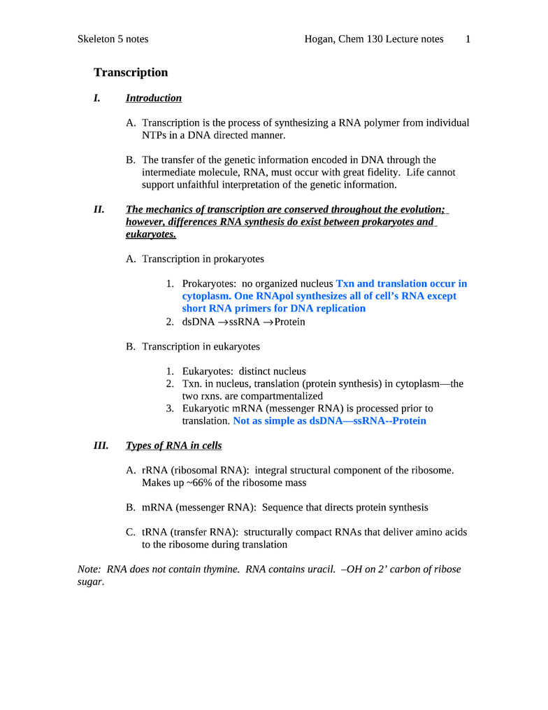 PRINT - transcription notes from 11-30 (review notes) - OneClass