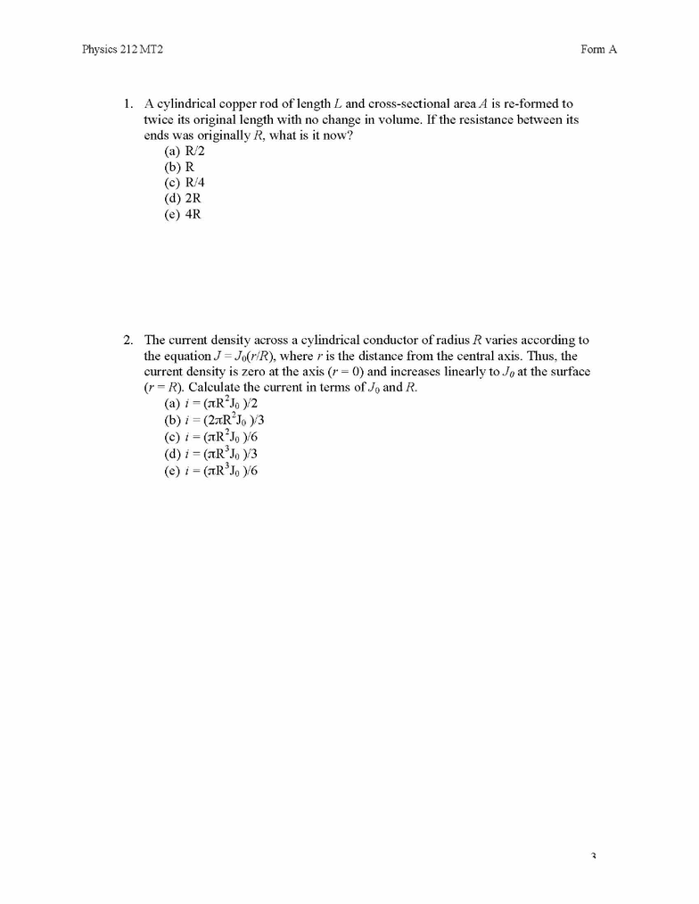 PHYS 212 Midterm: PHYS 212 Midterm - OneClass