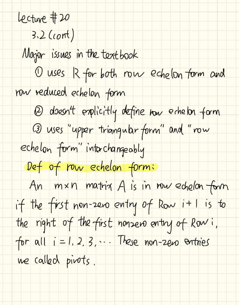 MAT 22A Lecture Notes - Fall 2018, Lecture 20 - Row Echelon Form ...