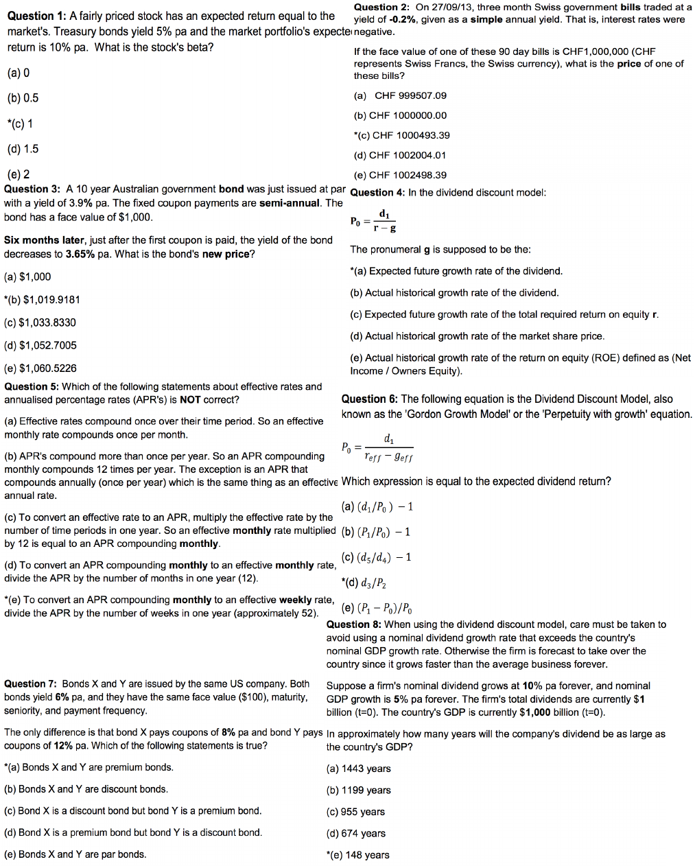AFIN253 Final: AFIN253 KEY MULTIPLE CHOICE QUESTIONS REVISION - OneClass