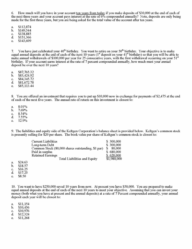 FIN-3403 Midterm: FIN 3403 Exam 1 - OneClass